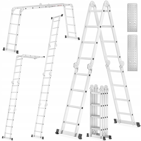 Scara de lucru cu platforma, Higher, Aluminiu, 4x4,15 Kg, Gri - eMAG.ro