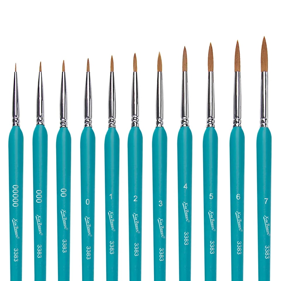 Комплект от 11 четки за рисуване, Artmaker, различни размери, сини ...