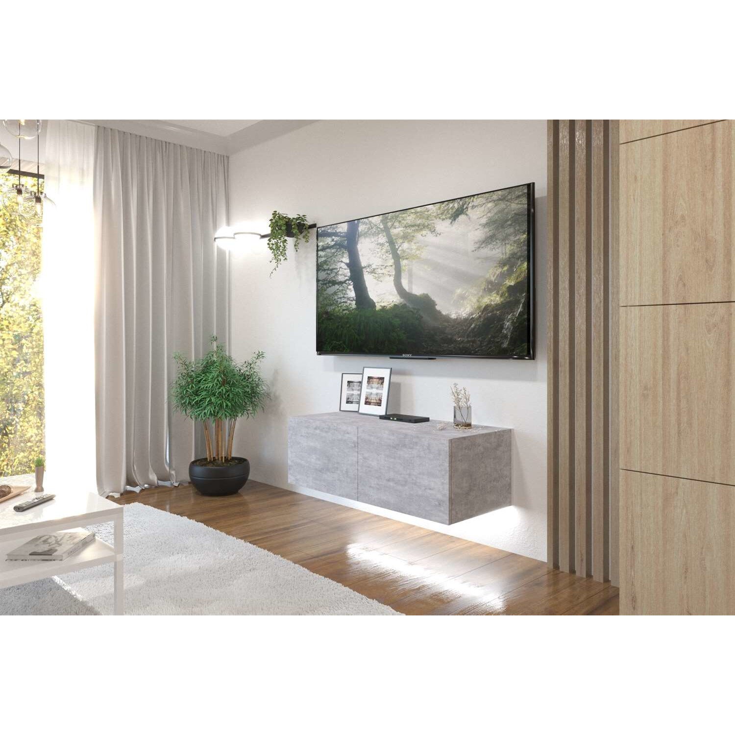Mobilier TV COLGANTE 100, Lukmebel, Beton, 100x40x36 cm - eMAG.ro