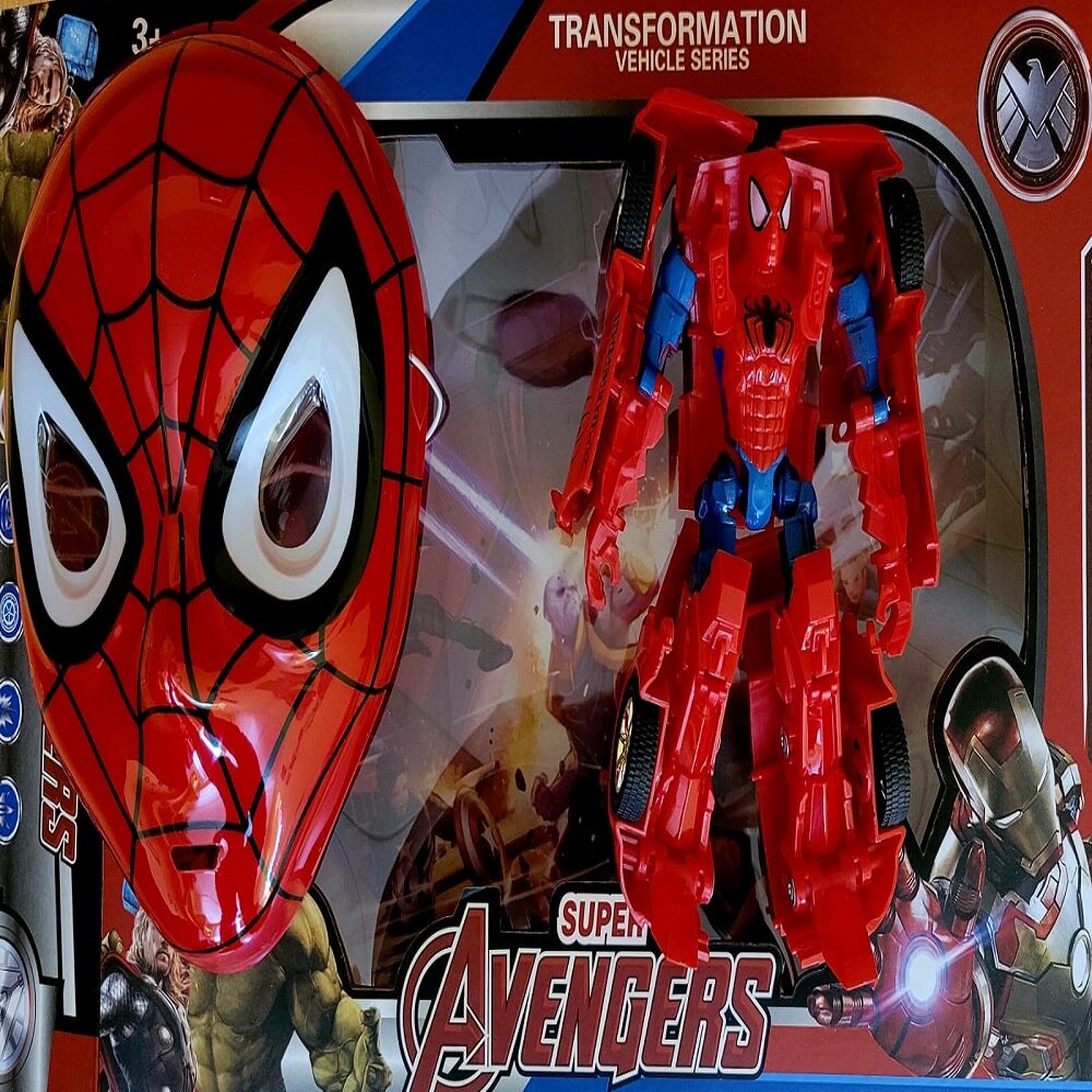 Set robot Spiderman transformabil in masina, 17 cm, masca inclusa - eMAG.ro
