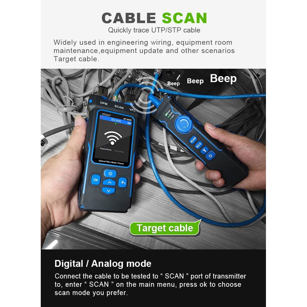 Tester cablu de retea cu powermetru, POE, NCV, UTP CAT5/CAT6, test OPM ...