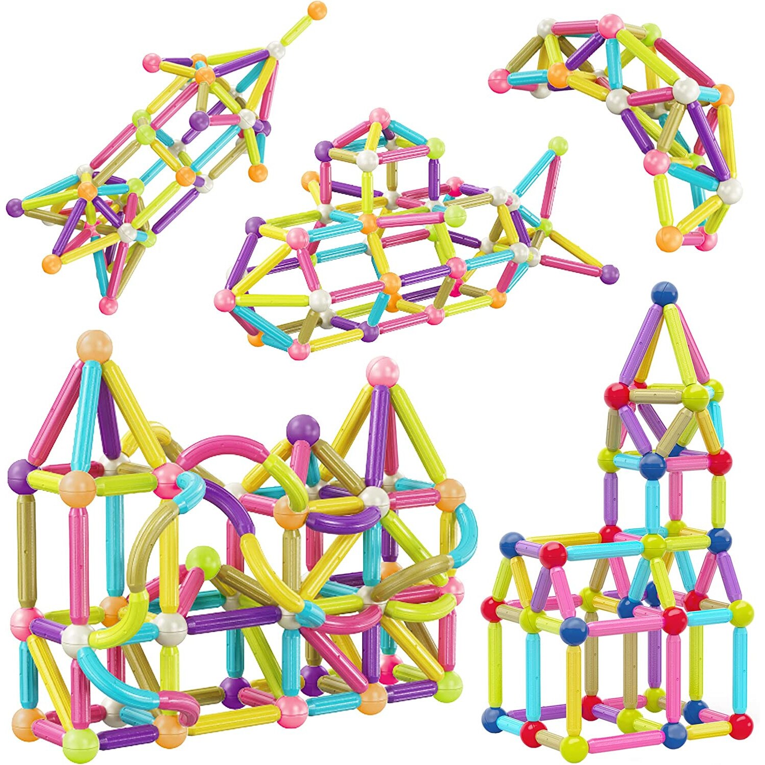 Set PicassoTiles 100 tije si bile magnetice de constructie in cutie ...