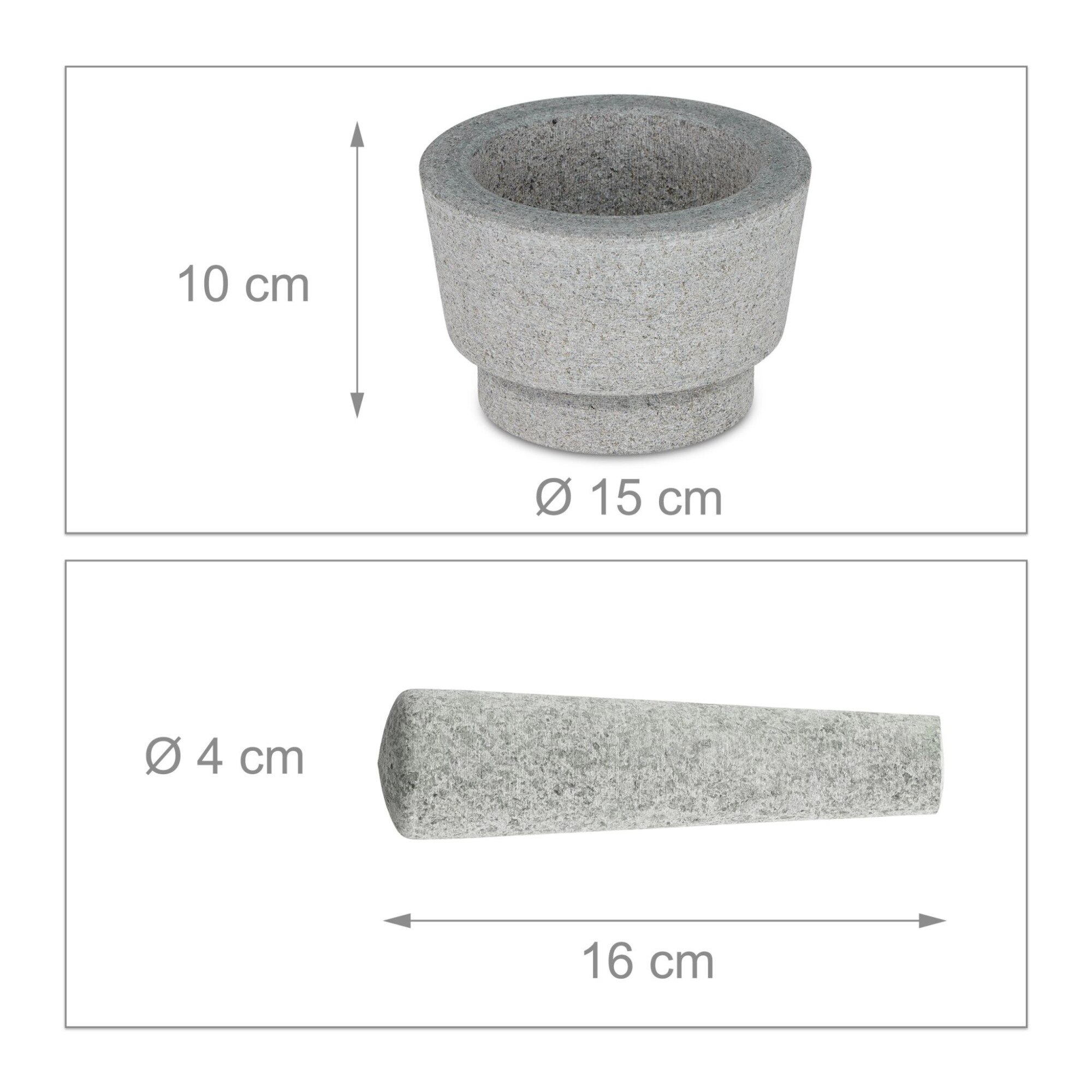 Mojar cu pistil, granit, gri, 10 x 15 cm - eMAG.ro