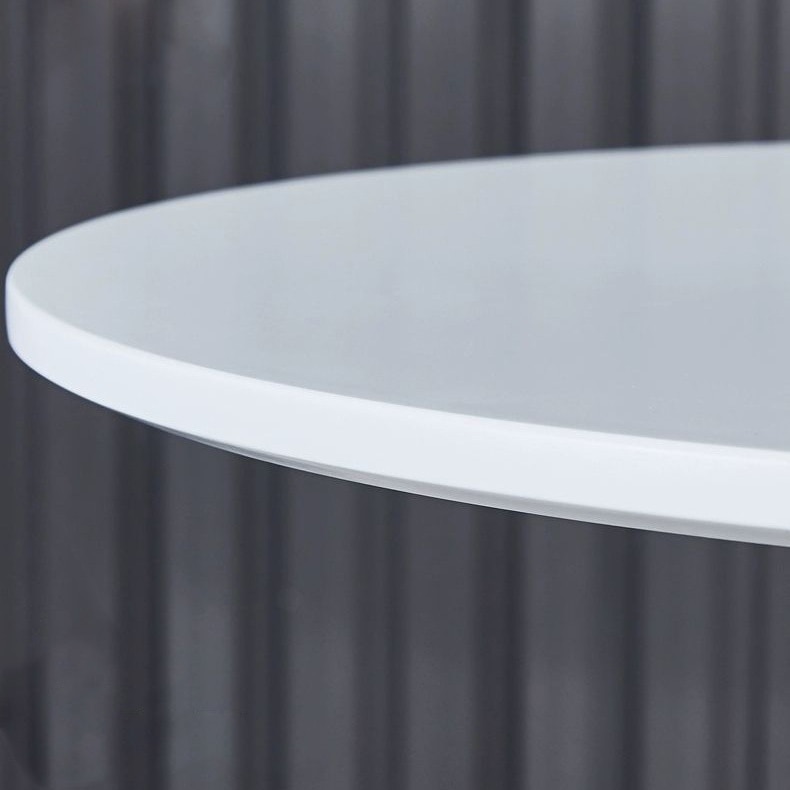 Masa laterala rotunda pentru cafea, minimalista si eleganta, alb lucios ...