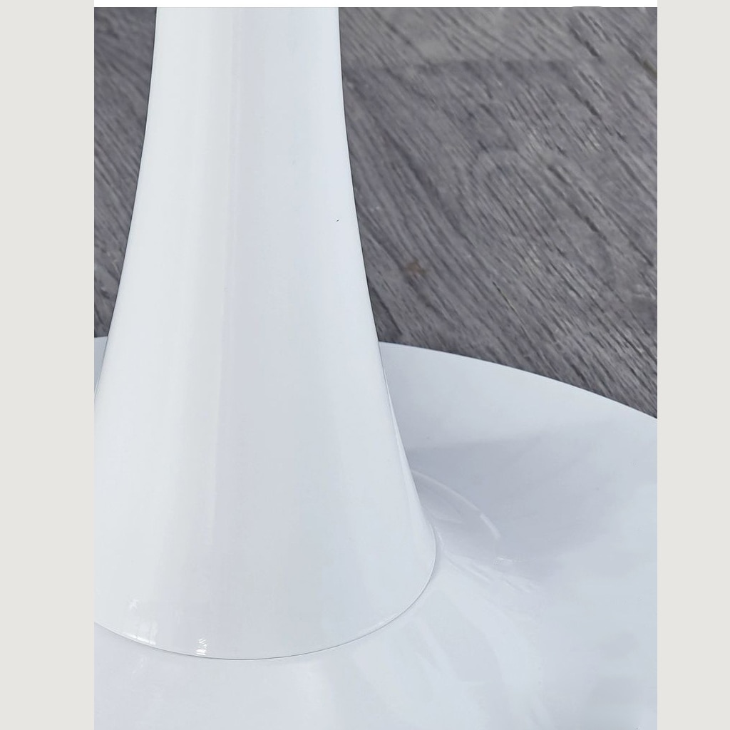 Masa laterala rotunda pentru cafea, minimalista si eleganta, alb lucios ...