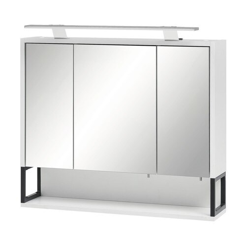 Dulap Baie cu Oglinda 700D Limone, 3 usi, 1 Polita, Iluminare LED, PAL ...