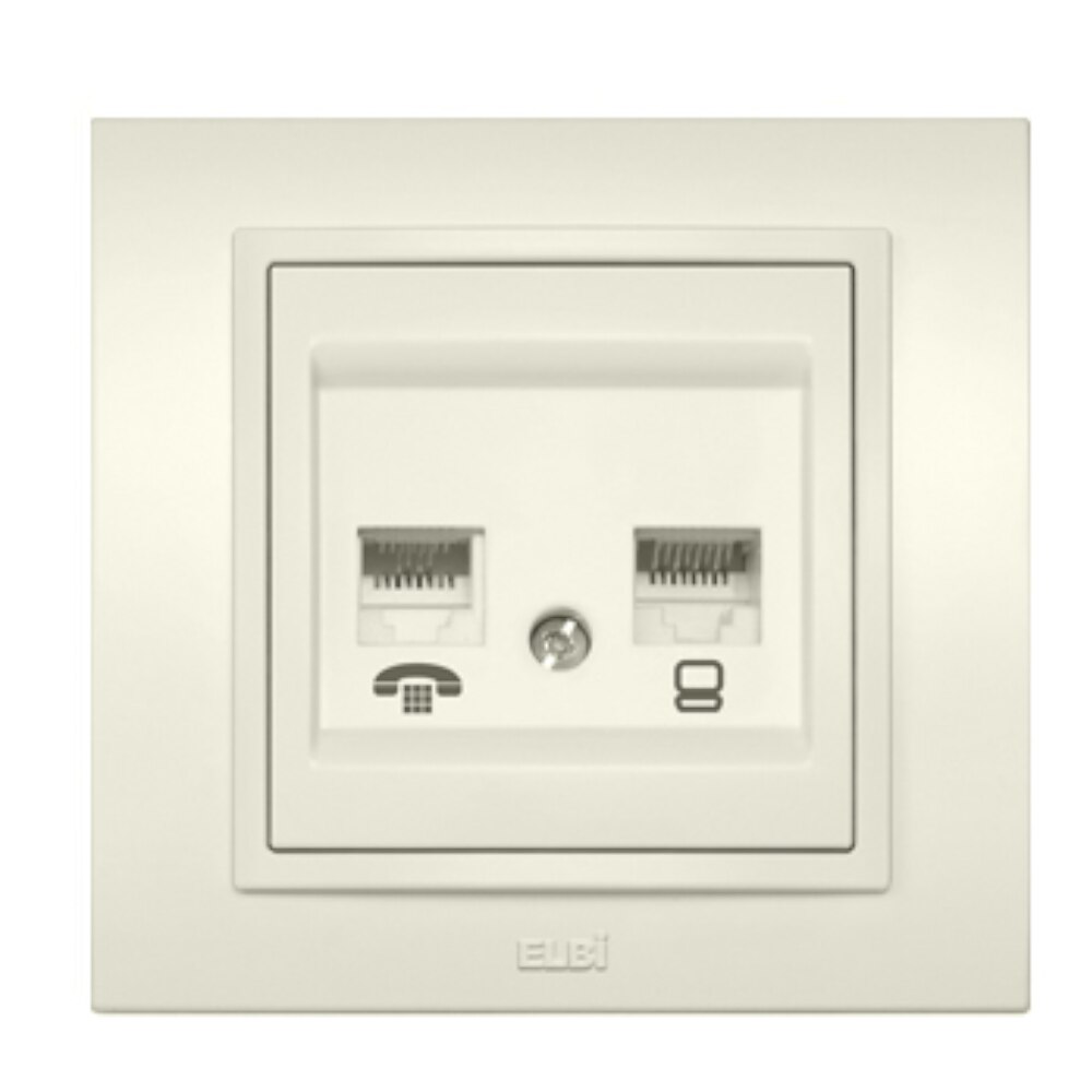 Priza Telefon RJ11 UTP RJ45 Cat6E Elbi Zena ST Crem - eMAG.ro