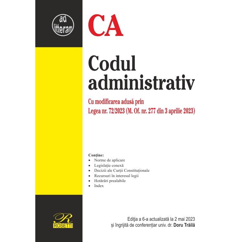 Codul Administrativ Ed.6 Act. 2 Mai 2023 - Doru Traila - eMAG.ro