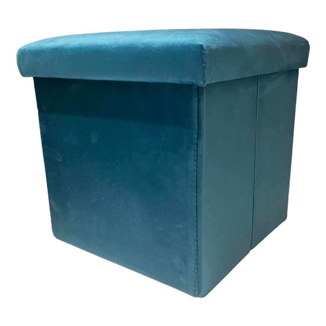 Taburet Pliabil Cu Spatiu De Depozitare, Turcoaz,30x30x30Cm - eMAG.ro