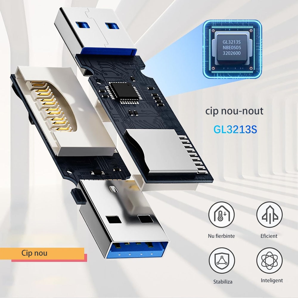 Cititor USB 3.0 pentru carduri SDXC si microSDXC, scriere, stocare si ...