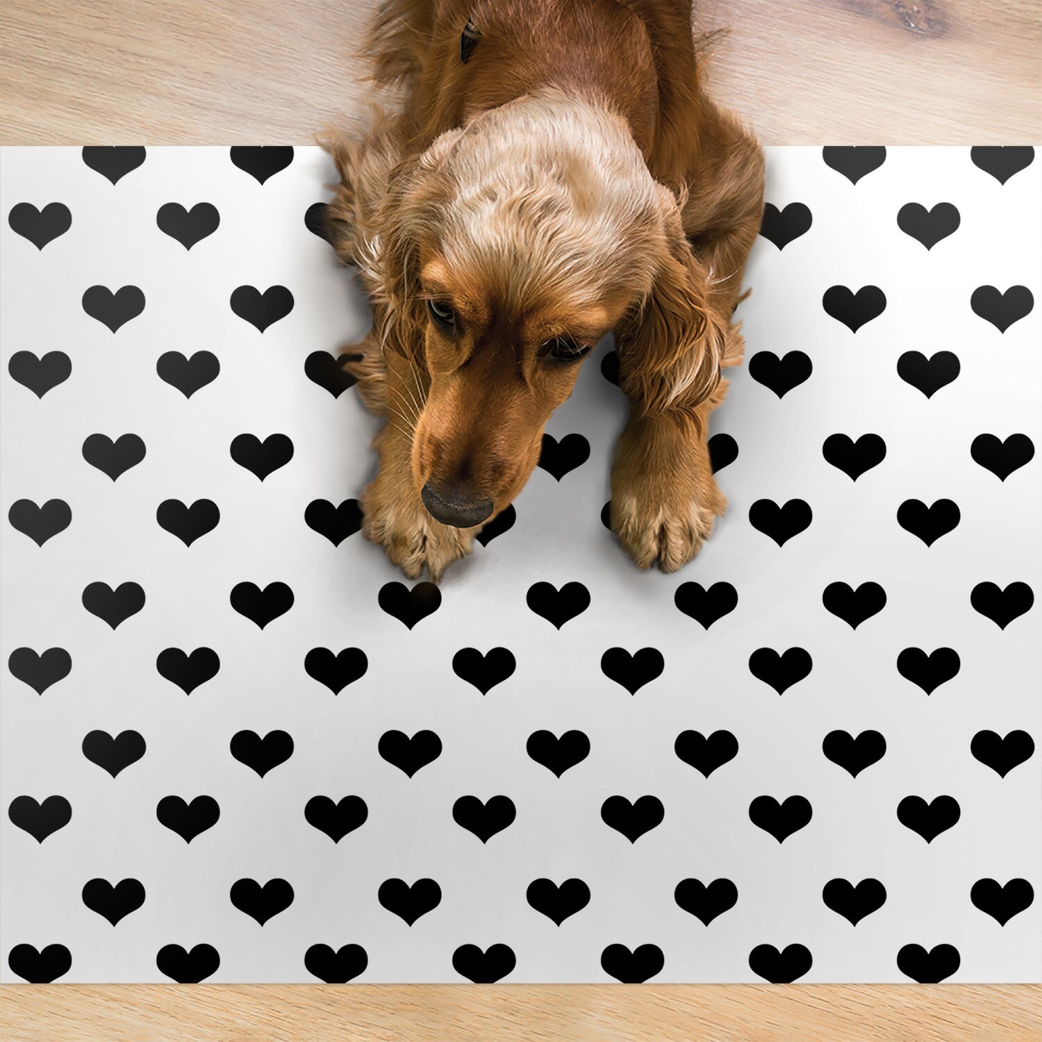 Covor PVC, Tulup, Vinil, Inimi Negre, Alb, 90x60 cm ...
