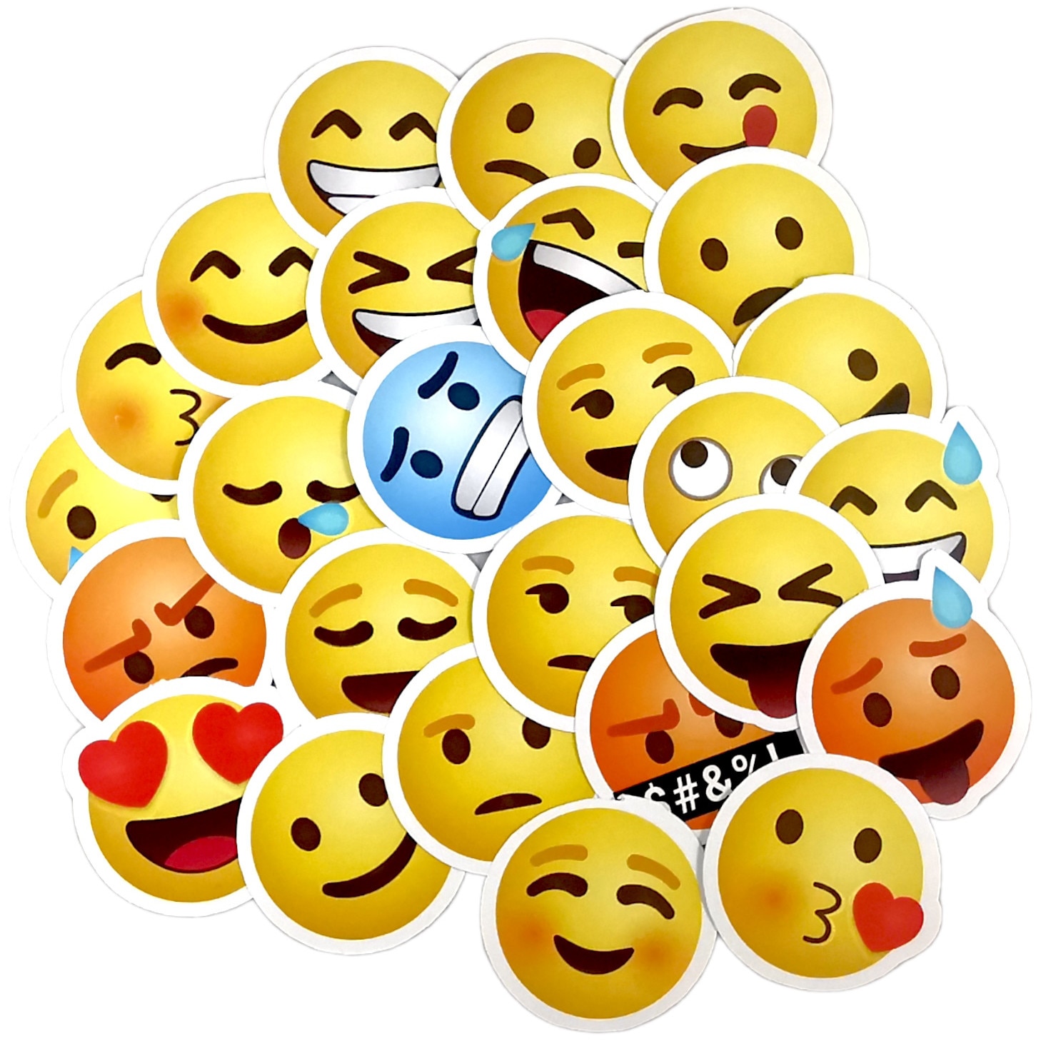 Set Stickere haioase adezive 30 bucati Waterproof Pvc, Emoticoane Emojy ...