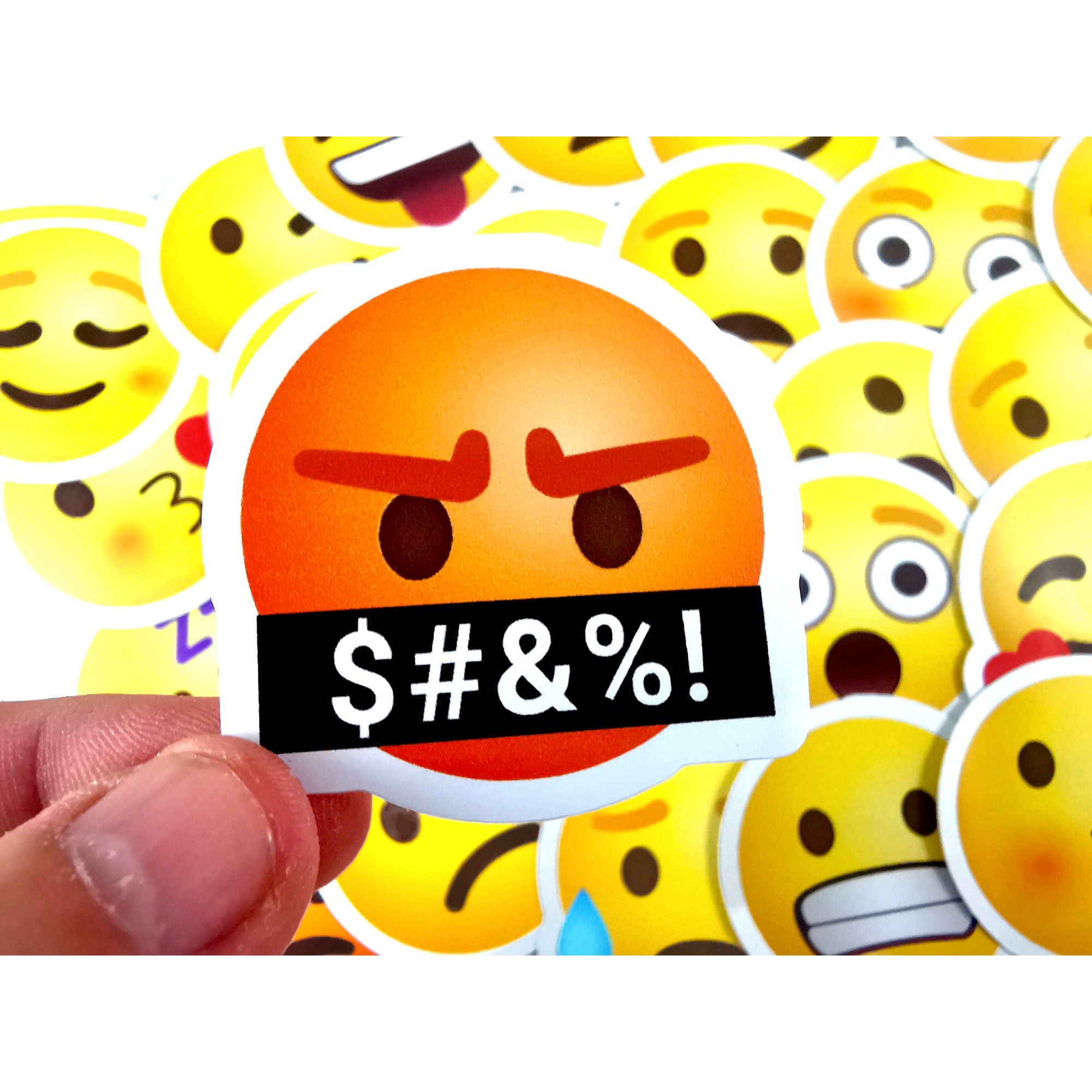 Set Stickere haioase adezive 50 bucati Waterproof Pvc, Emoticoane Emojy ...