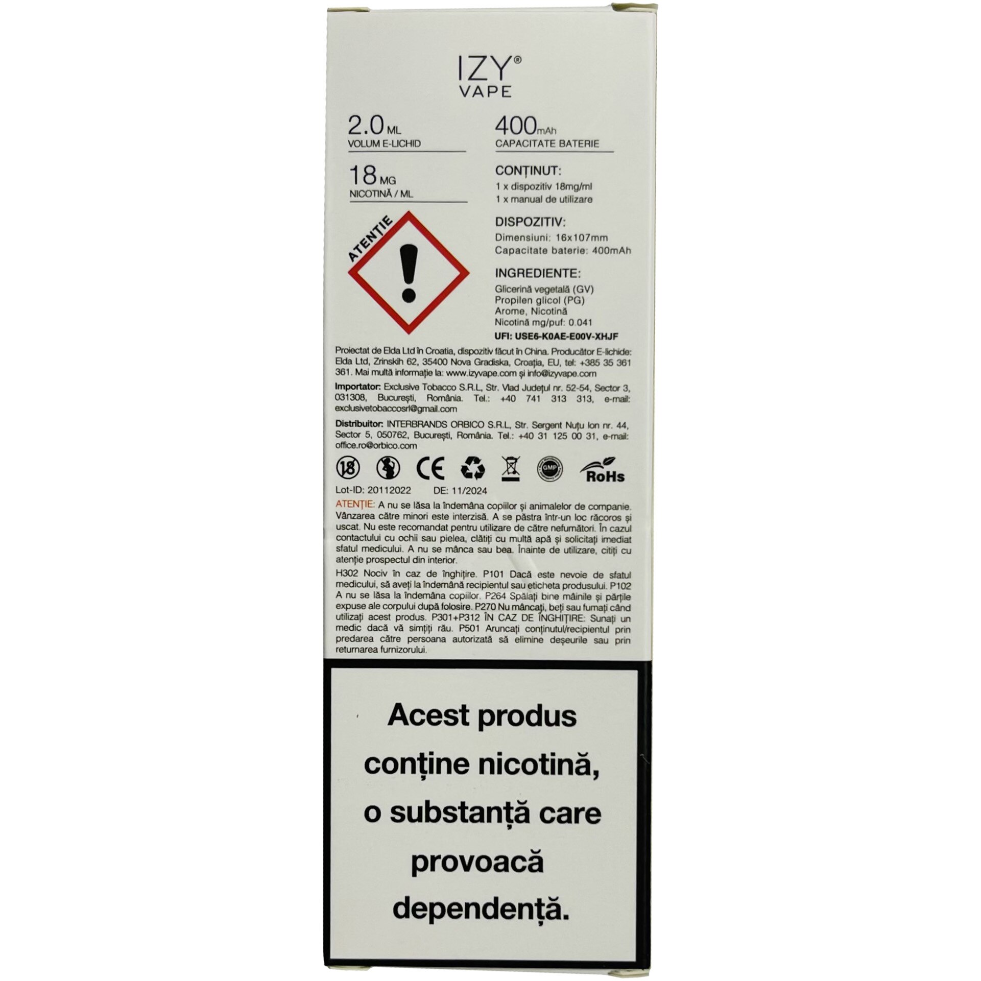IZY ONE Bubblegum Ice, dispozitiv pentru vapat cu aroma de BubleGum, cu ...