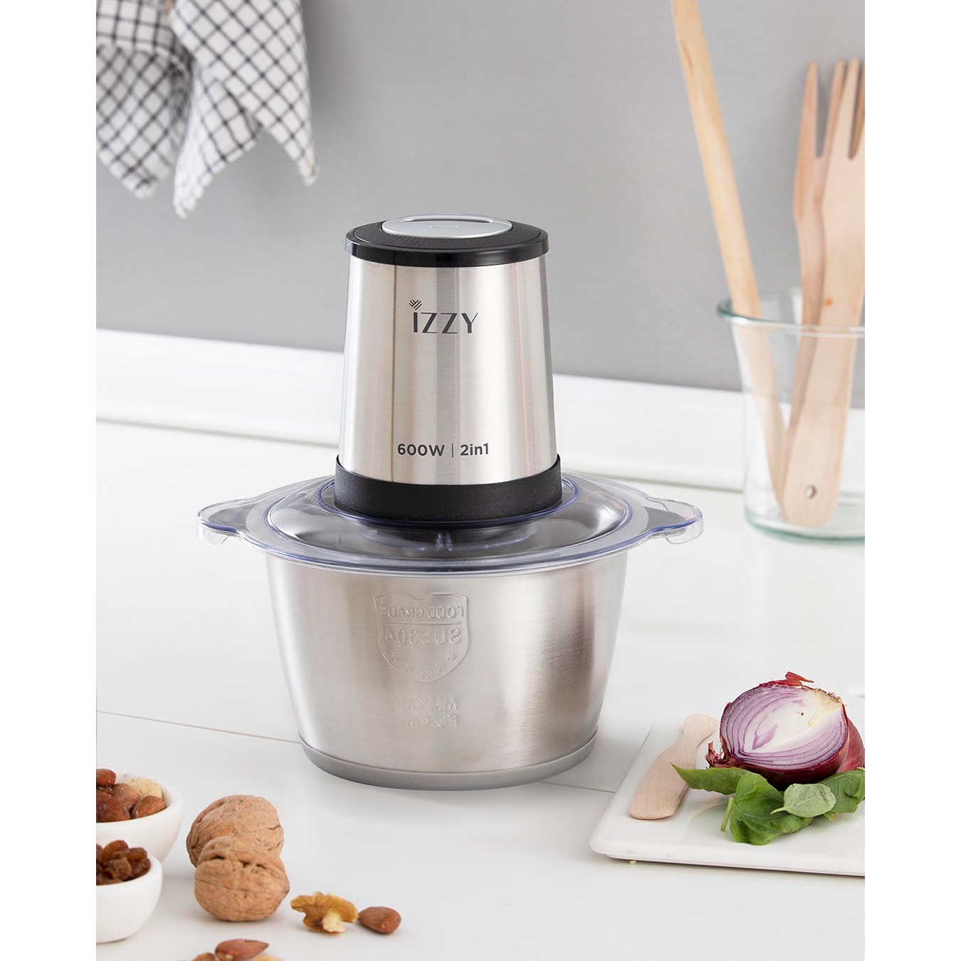 Tocator Izzy Chopper Multi 600W 2in1 cu 2 boluri, 4 lame din otel ...