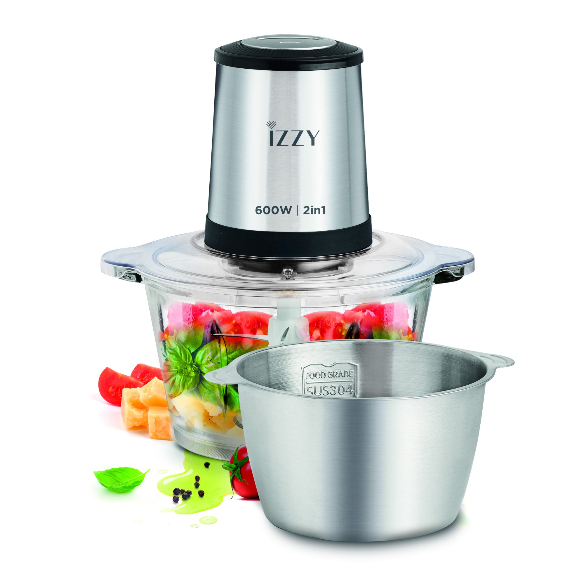 Tocator Izzy Chopper Multi 600W 2in1 cu 2 boluri, 4 lame din otel ...