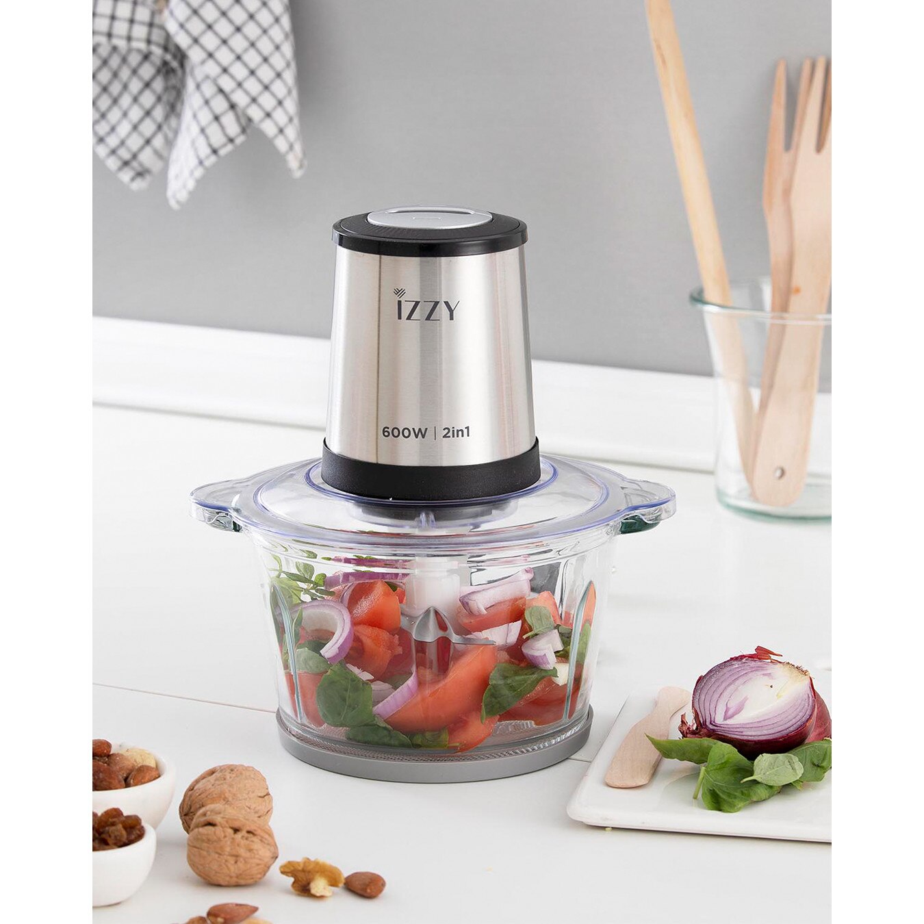Tocator Izzy Chopper Multi 600W 2in1 cu 2 boluri, 4 lame din otel ...