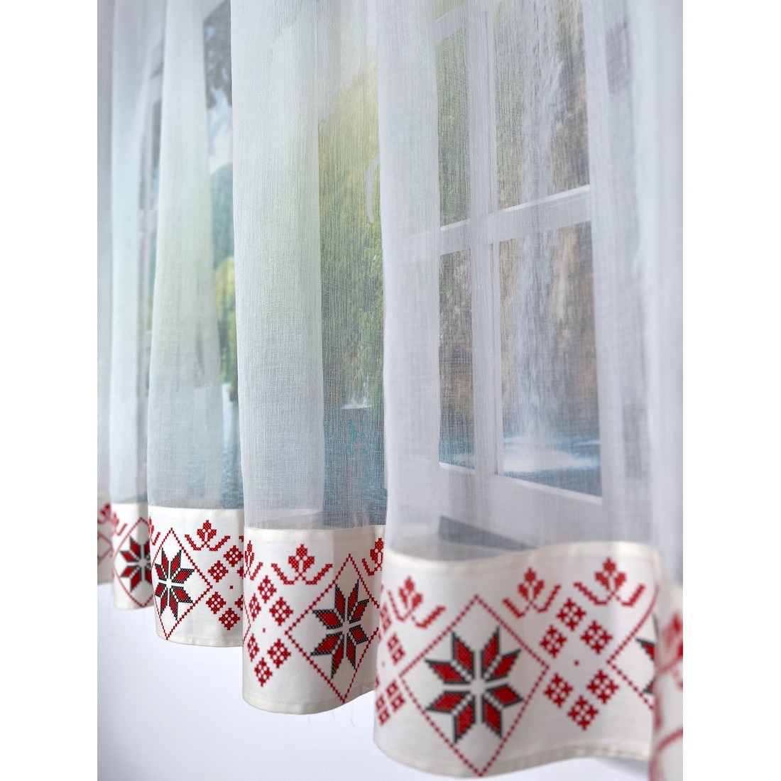 Set de perdea confectionata Maci, 2 perdele, traditional, 145 x 150 cm ...