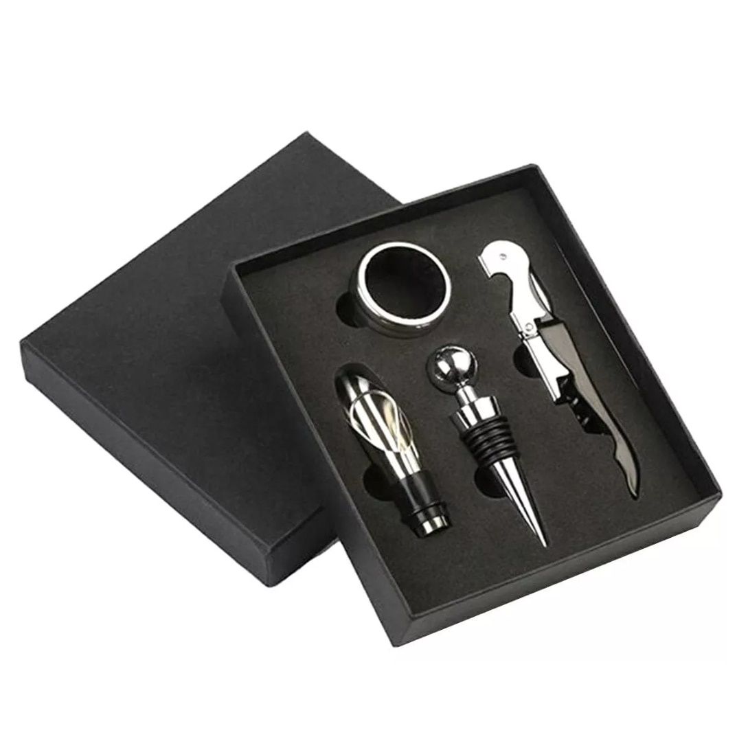 Комплект аксесоари за вино 4 части Сребро Emag Bg