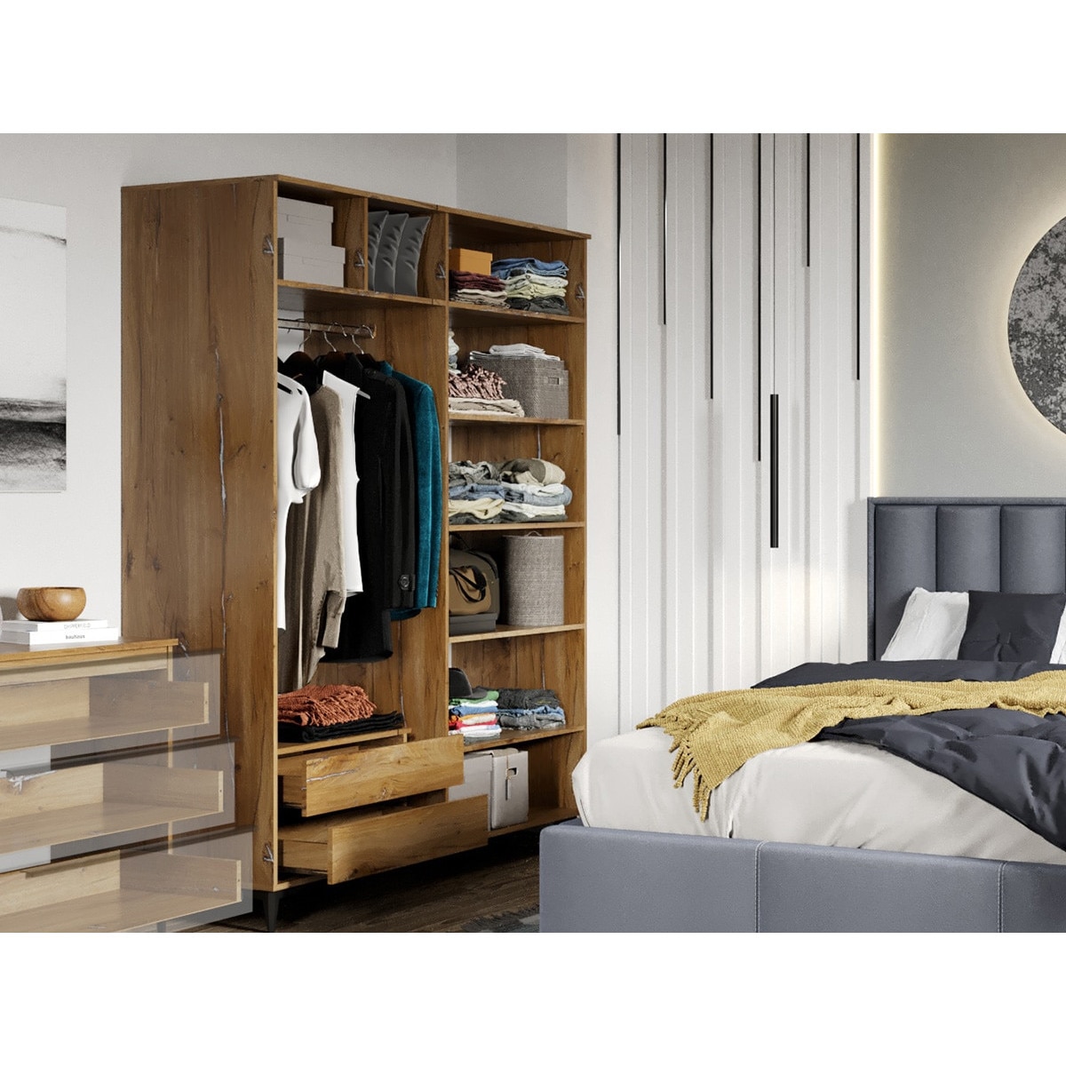 Dulap Toronto cu oglinda - L 165 x A 52 x H 204 cm - Pal Melaminat ...