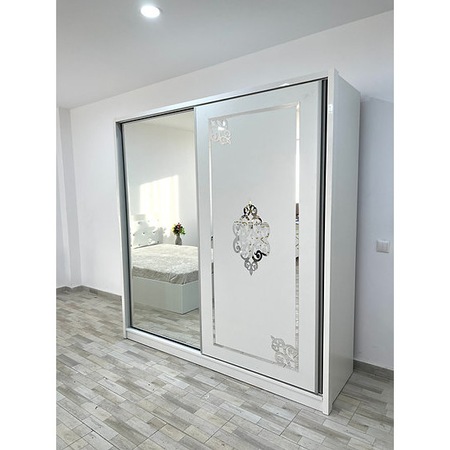 Dressing cu usi glisante, COD101, Alb, 200x206x61cm - eMAG.ro