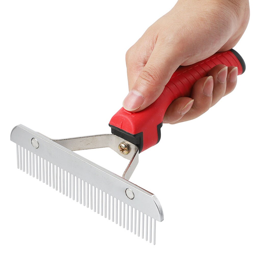 Pieptene pentru caini, Metal, 16 cm, Gri/Rosu - eMAG.ro