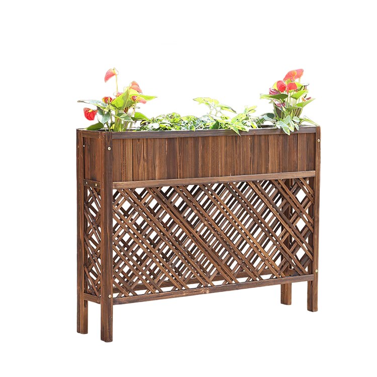 Jardiniera cu spalier de gradina si terasa, din lemn, maro, 120x90x25 ...