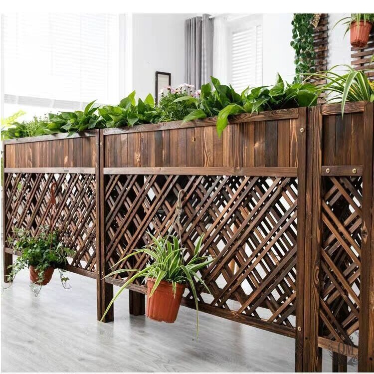 Jardiniera cu spalier de gradina si terasa, din lemn, maro, 120x90x25 ...