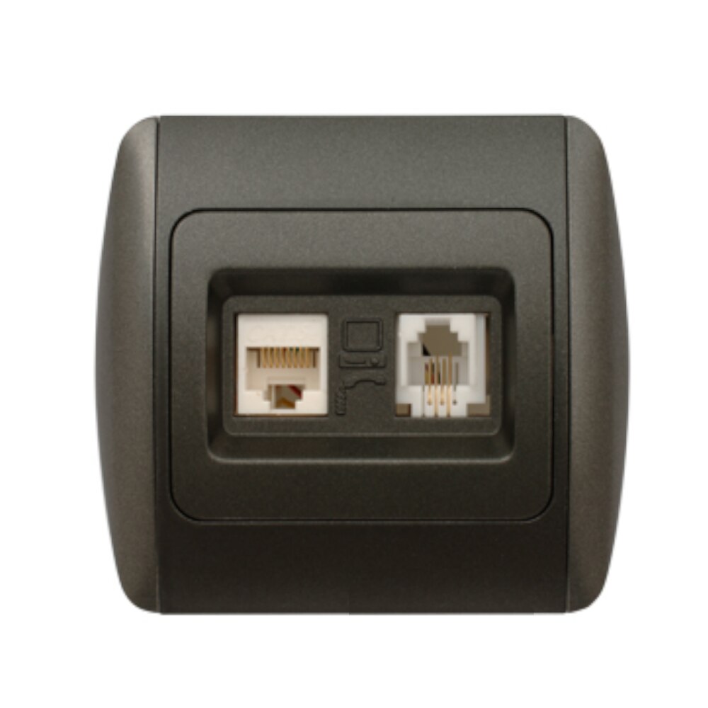 Priza Telefon RJ11 UTP RJ45 Cat6E Elbi Zirve ST Gri Inchis - eMAG.ro