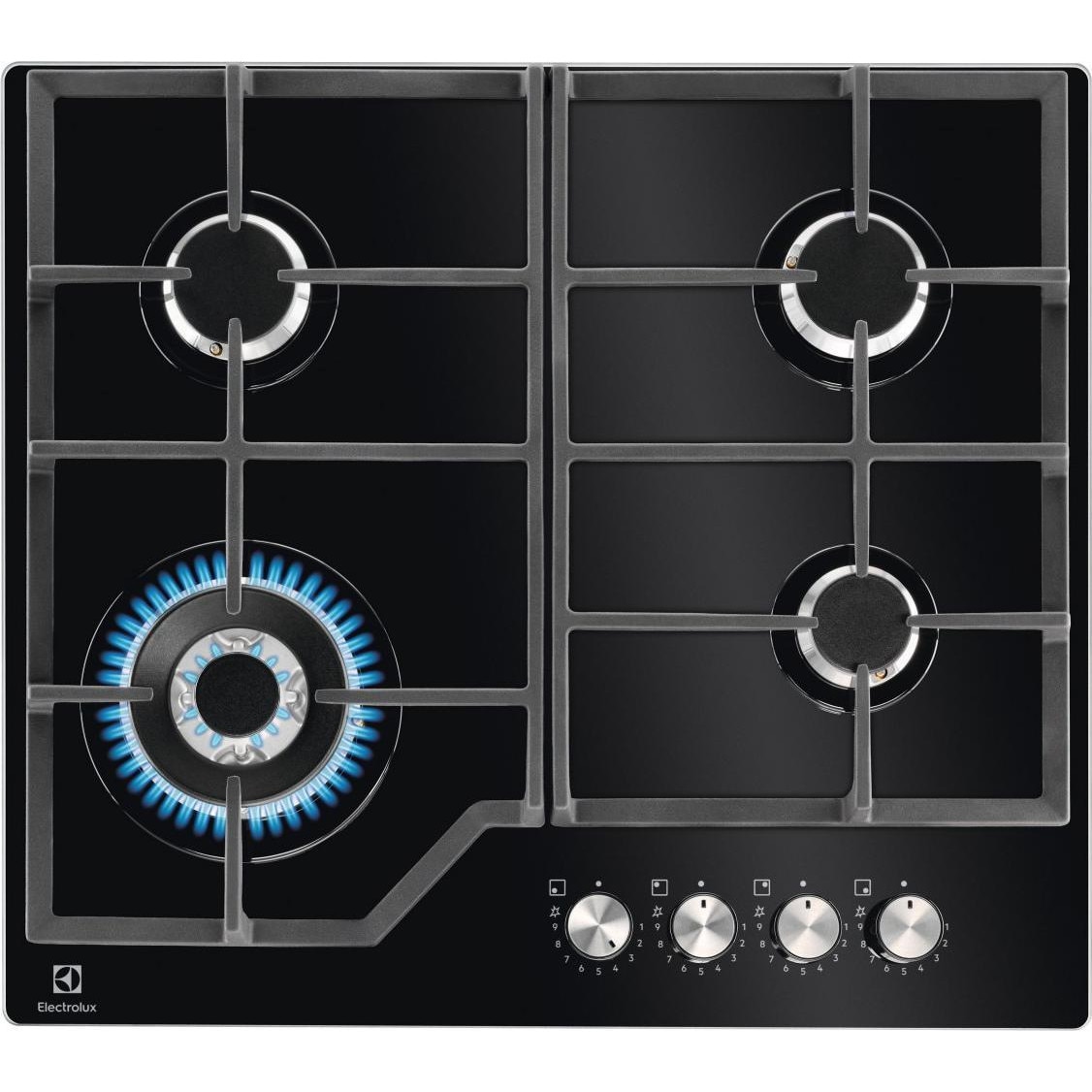 Plita pe Gaz Electrolux KGG64362K, 59 cm, 4 Arzatoare, Gratare Fonta ...