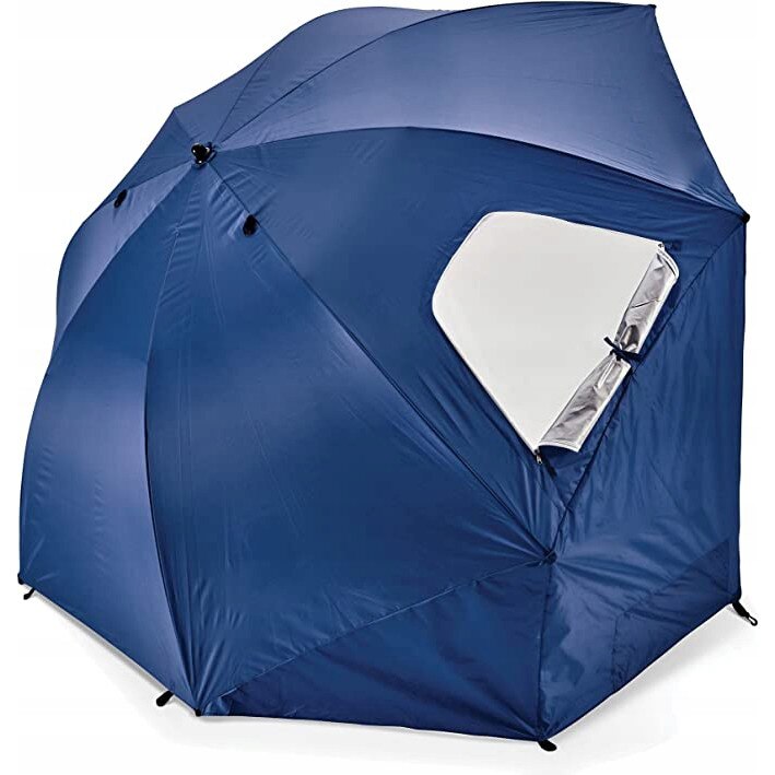 Umbrela mare de plaja pliabila XXL, Diametru 195cm, Albastru - eMAG.ro