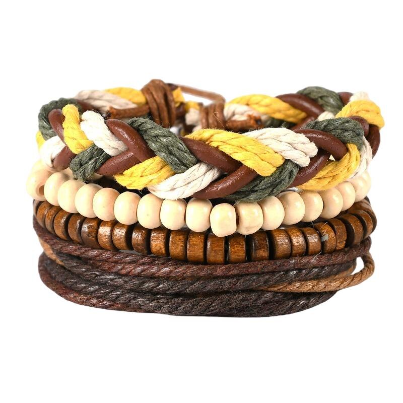 Set bratari din piele, pentru barbati, 4 buc - eMAG.ro