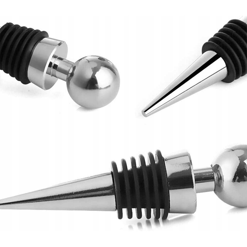 Dop sticla de vin, Silicon/Inox, 2 x 9 cm, Argintiu/Negru - eMAG.ro
