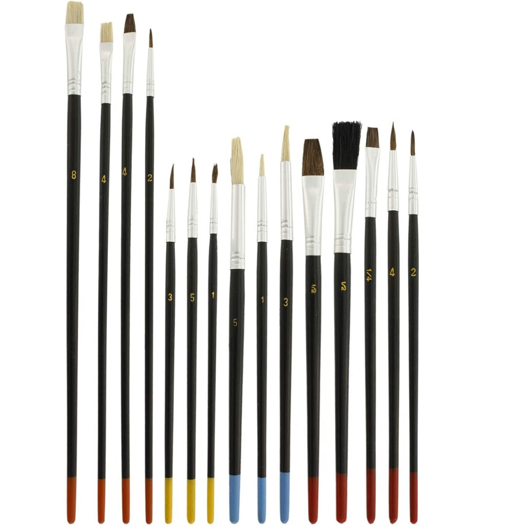 Set 15 pensule, Artmaker, Par sintetic, Lemn/Metal, Negru - eMAG.ro