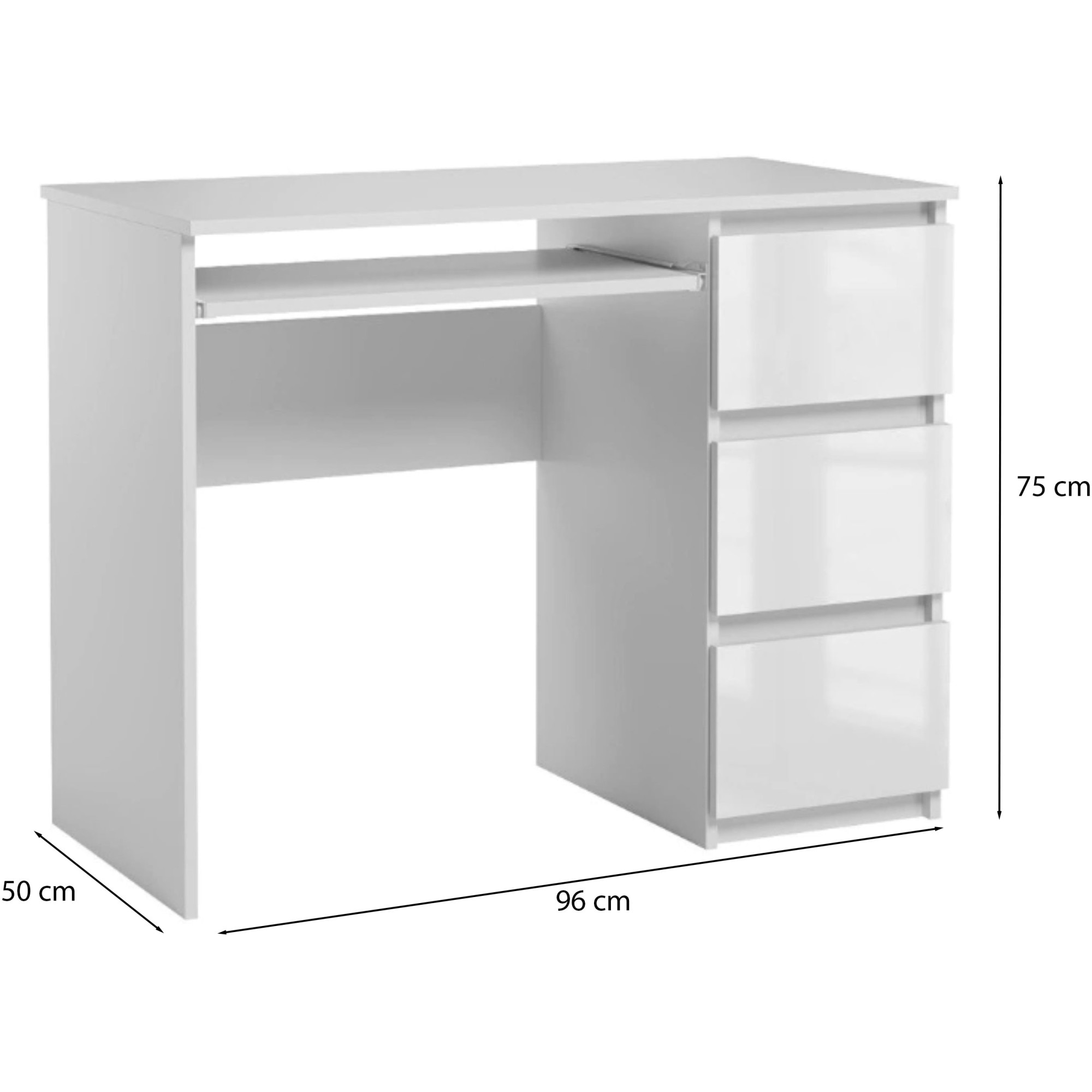 Birou Kring Origo,96x50x75 cm, include 3 sertare culoare alb - eMAG.ro