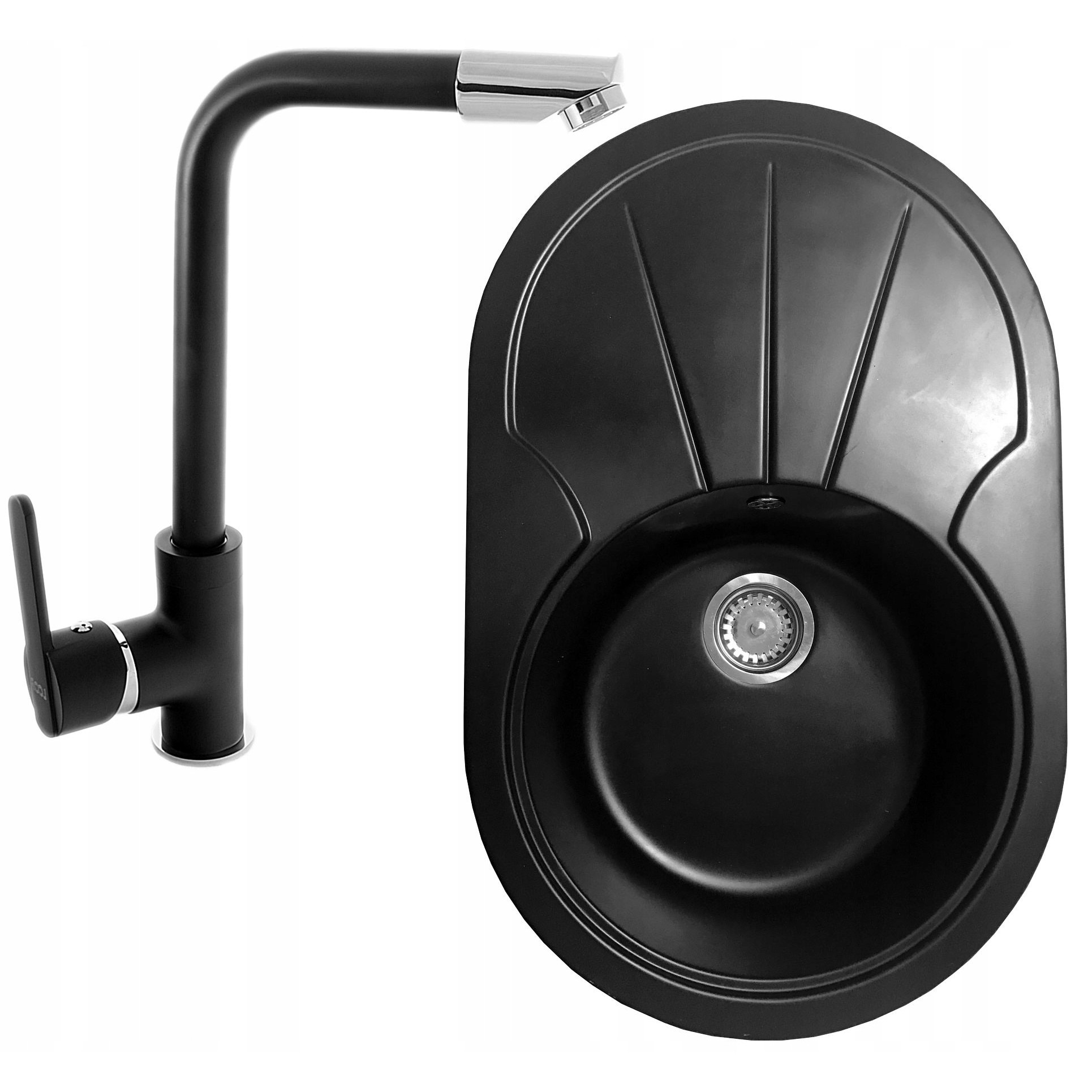 Set chiuveta bucatarie, GRANITAN, Granit, 760 x 485mm, Negru - eMAG.ro