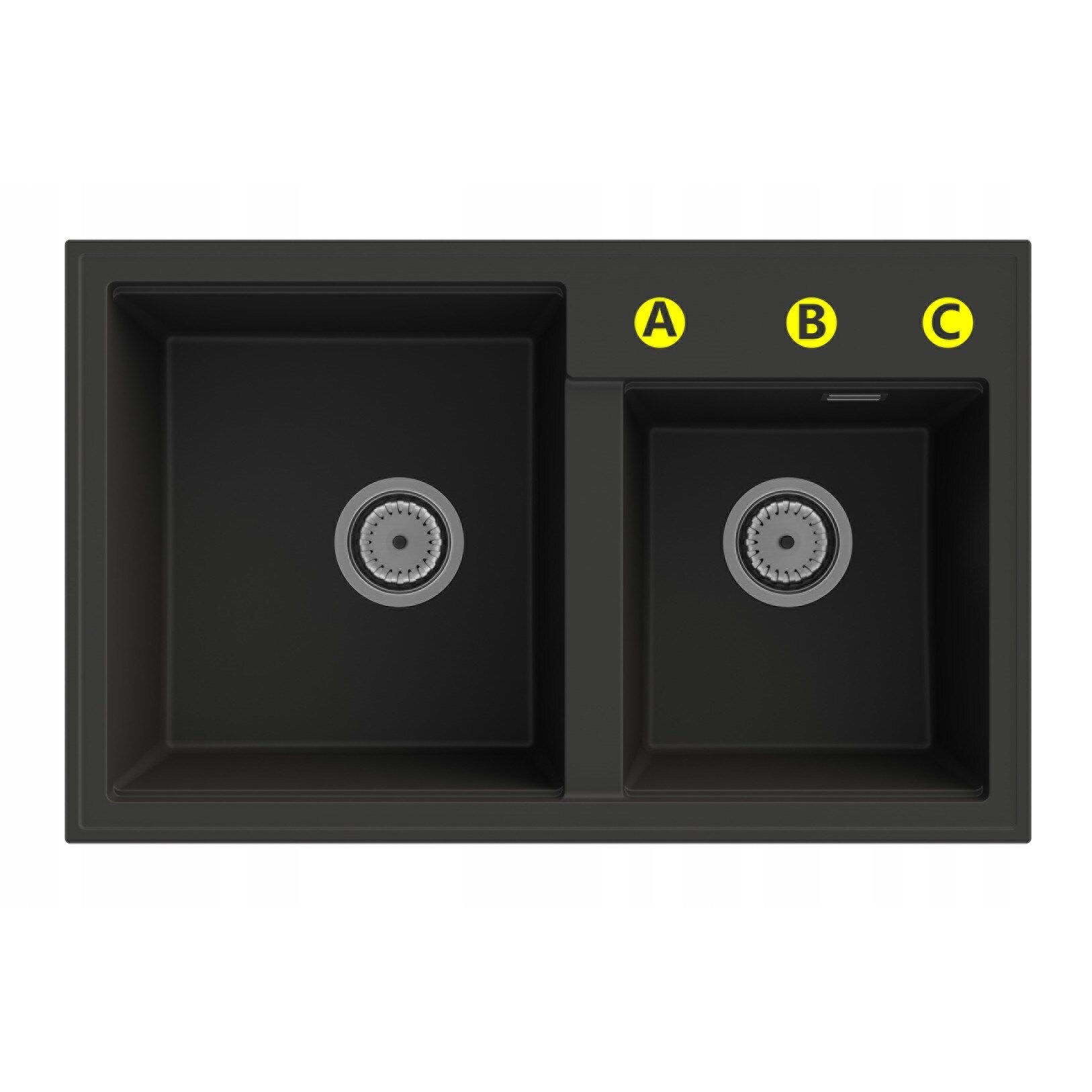 Set chiuveta bucatarie, Granitan, Granit, Montare pe blat, 80x50 cm ...