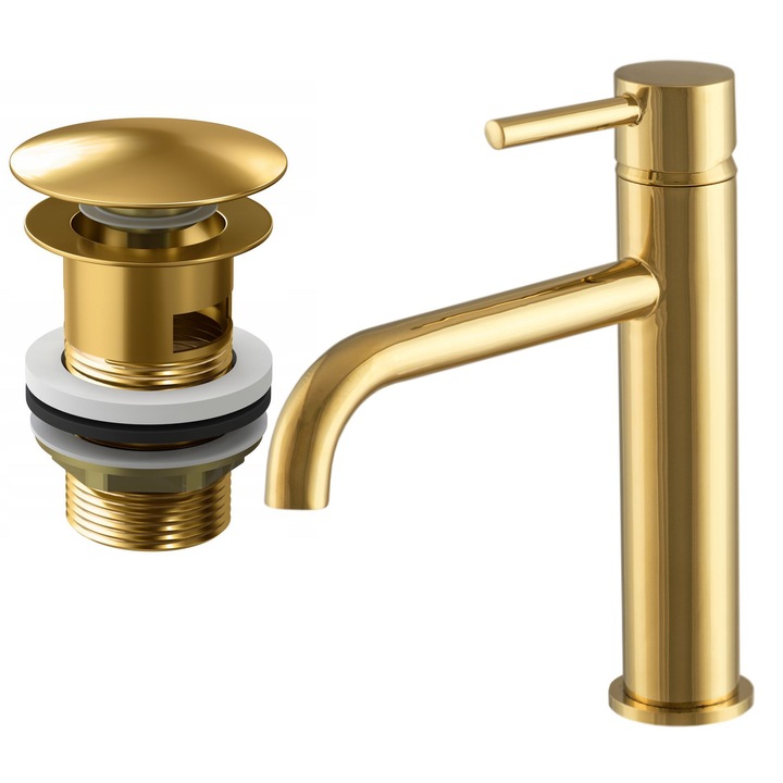 Смесител за мивка Golden roy + преливна тапа - eMAG.bg