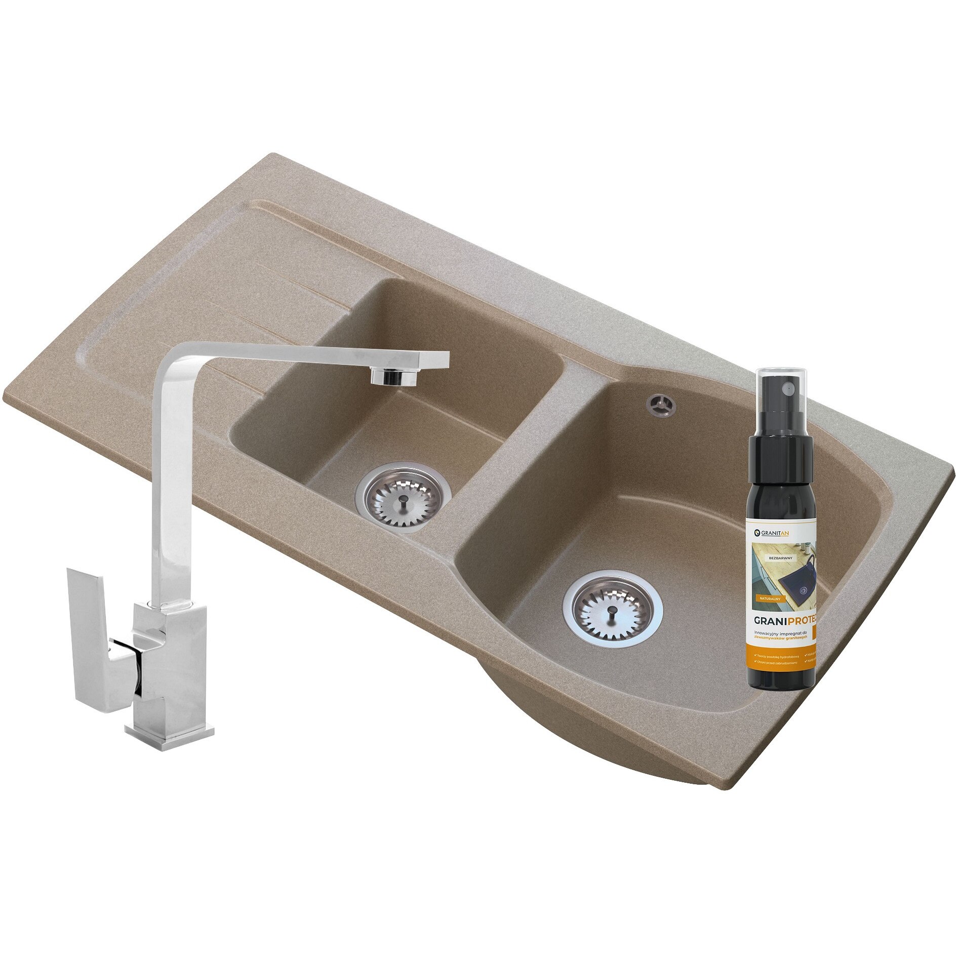 Set chiuveta bucatarie, GRANITAN, Granit, 926 x 485mm, Negru - eMAG.ro