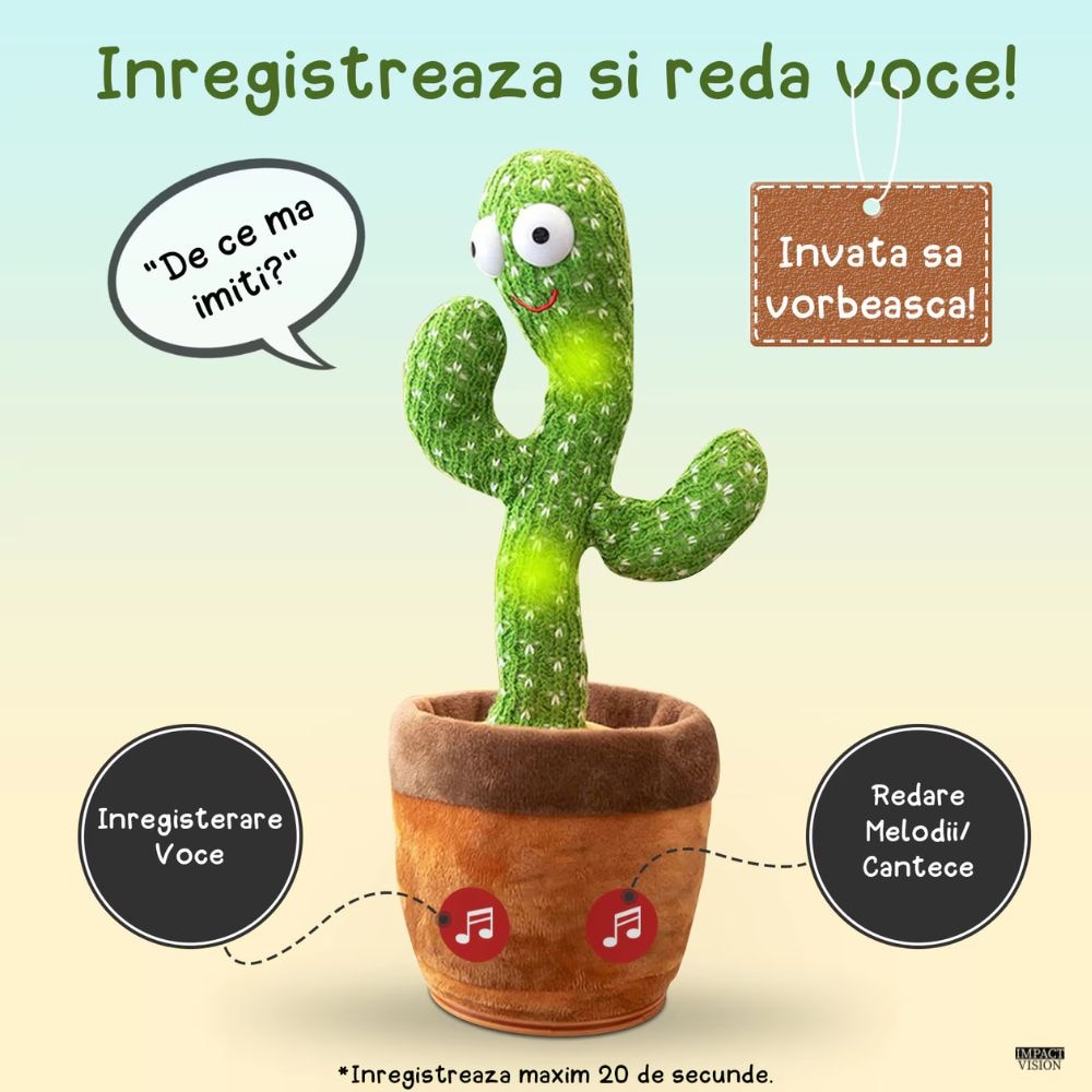 Jucarie Interactiva Cactus Vorbitor si Dansator Impact Vision®, Imita ...