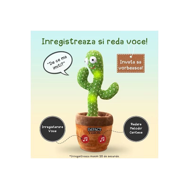 Jucarie Interactiva Cactus Vorbitor si Dansator Impact Vision®, Imita ...