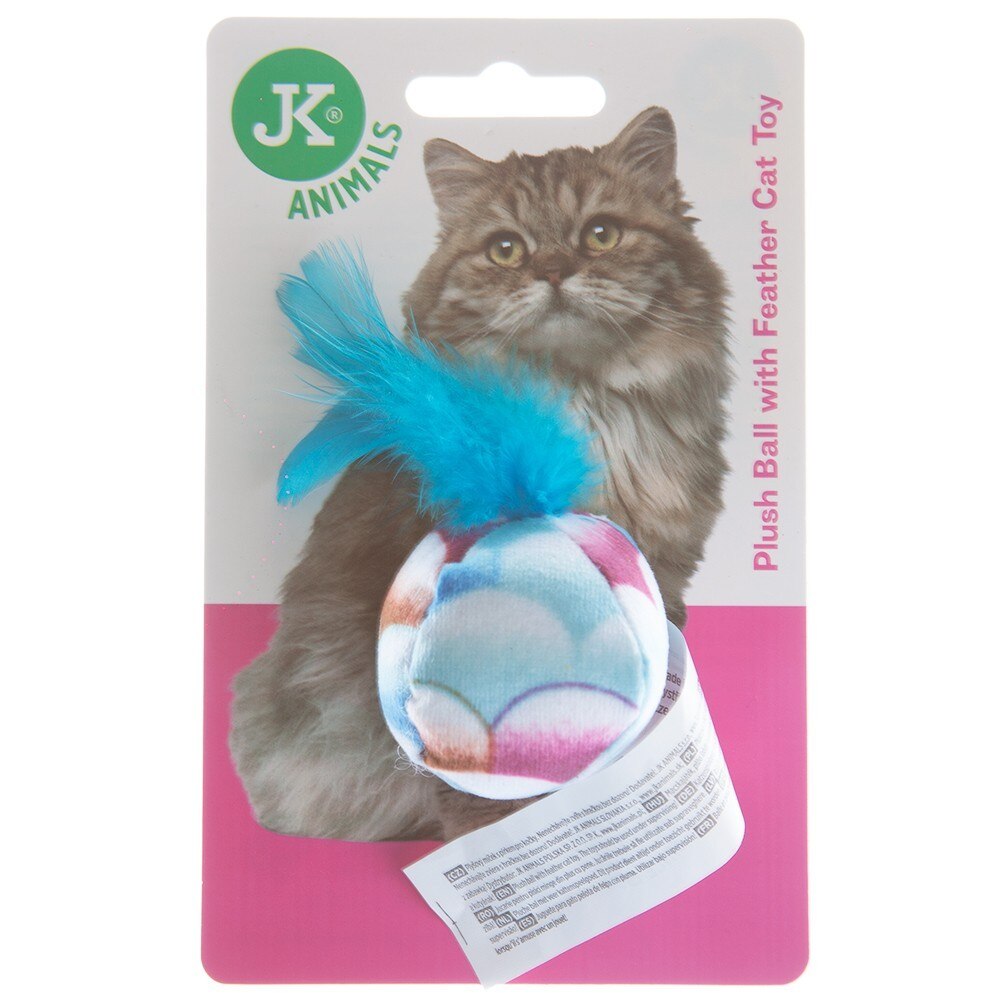 Играчка за котка плюс топка и синьо перце 4,5 см - eMAG.bg
