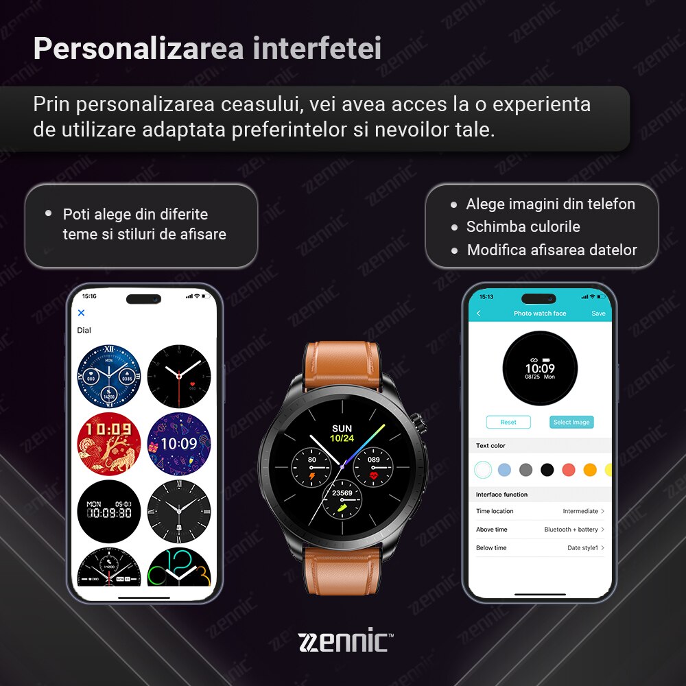 Ceas Smartwatch Zennic® SmartMATE, Full Touch Display, Programe ...