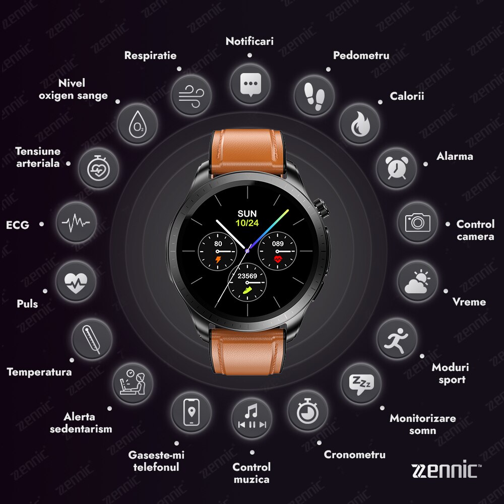 Ceas Smartwatch Zennic® SmartMATE, Full Touch Display, Programe ...
