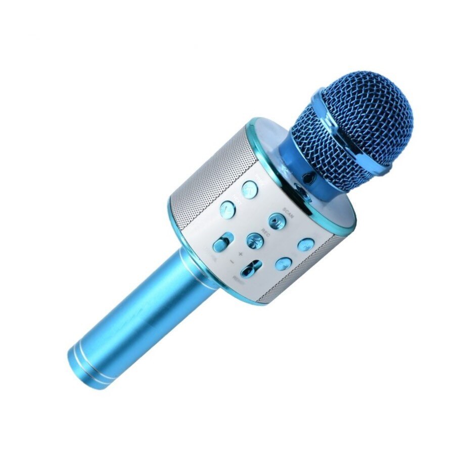 Microfon karaoke cu boxa, Zola®, Bluetooth, albastru, banda de ...