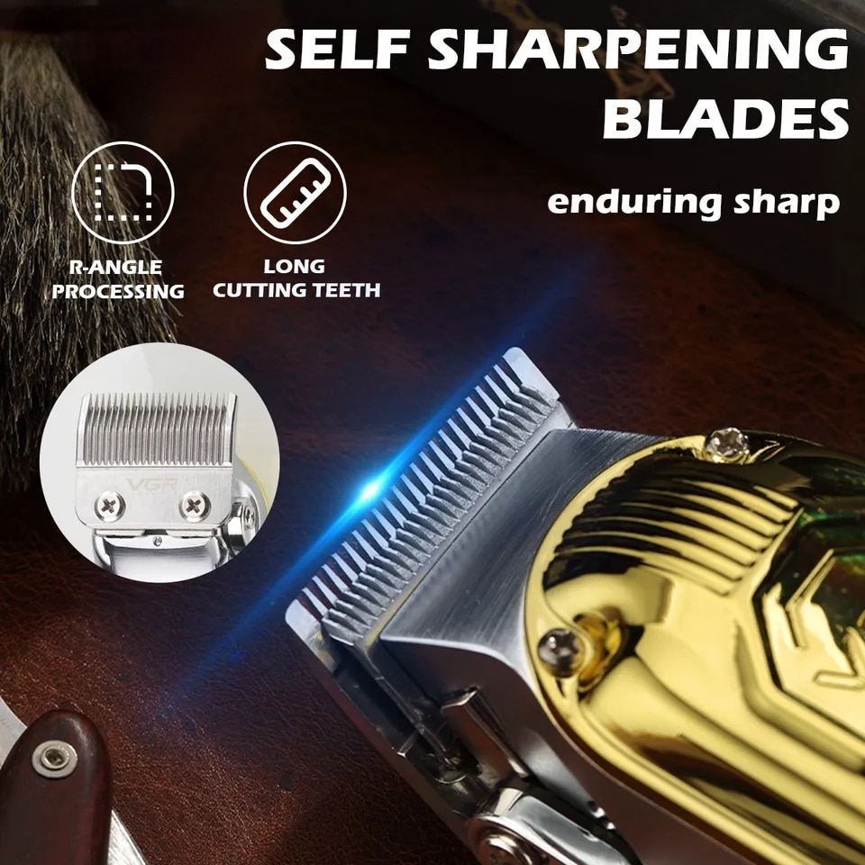 Set masina de tuns profesional VGRshop, perie fade si pieptan, afisaj ...