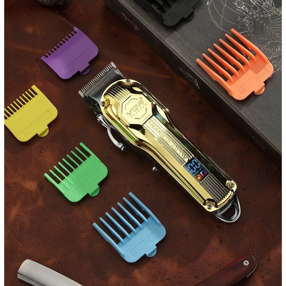 Set masina de tuns profesional VGRshop, perie fade si pieptan, afisaj ...