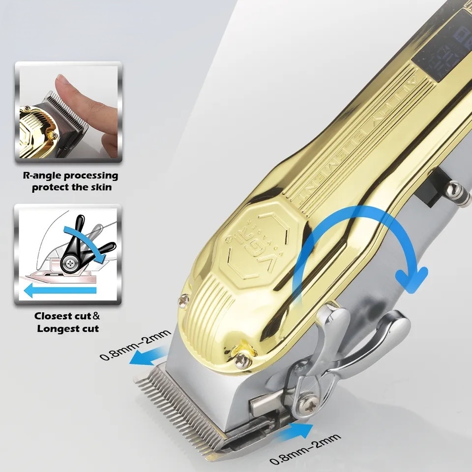 Set masina de tuns profesional VGRshop, perie fade si pieptan, afisaj ...