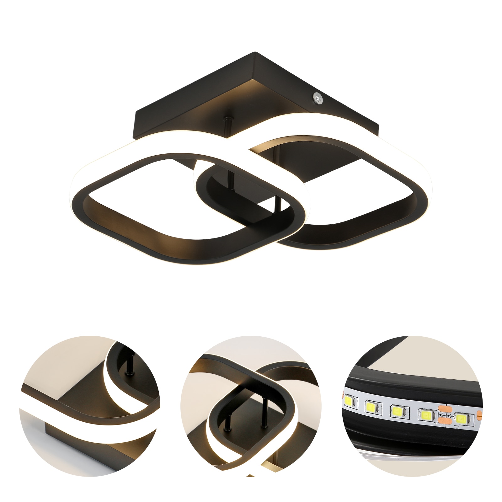 Lustra LED, Goeco, Acril/Metal, Model patrate, 19 W, Lumina calda ...