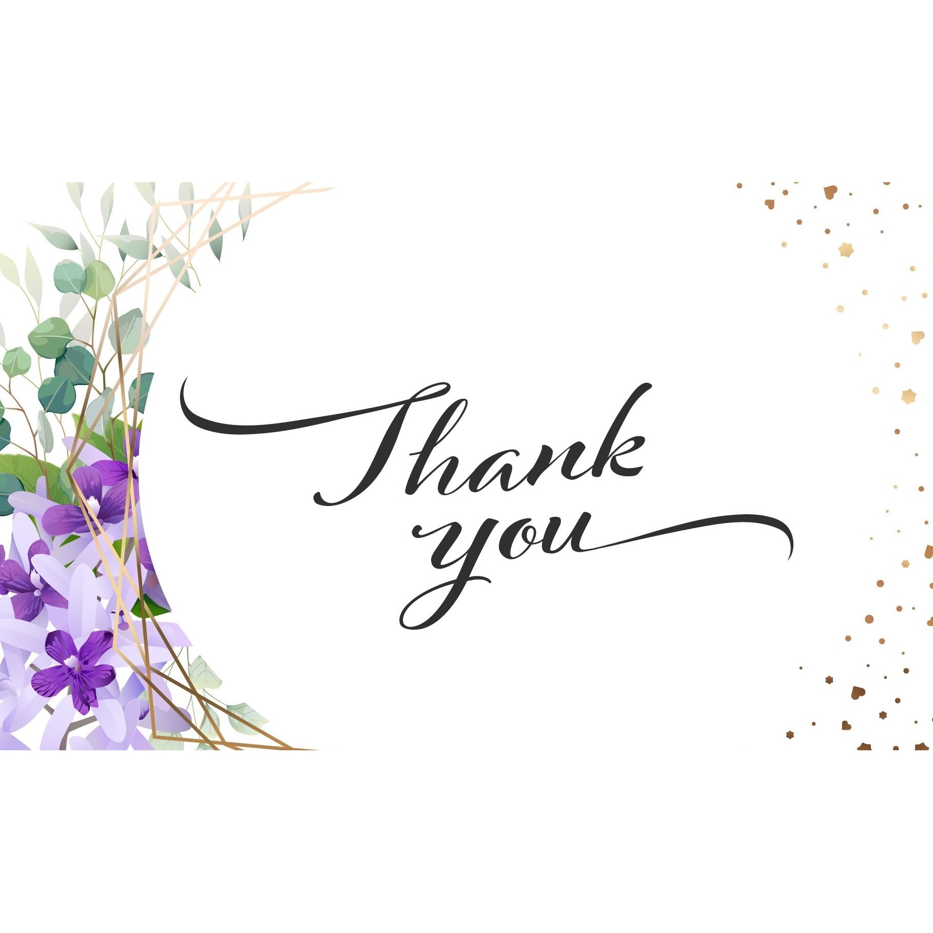 Set 20 de mini felicitari de multumire, Thank You, culoare alb cu mov ...